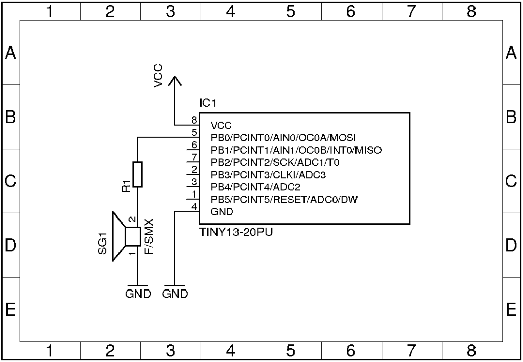 ATtiny13 - tone generator - Łukasz Podkalicki